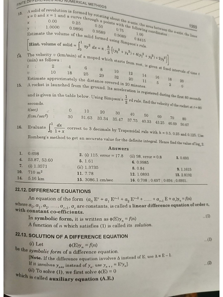 Difference Equations and Their Solution | PDF