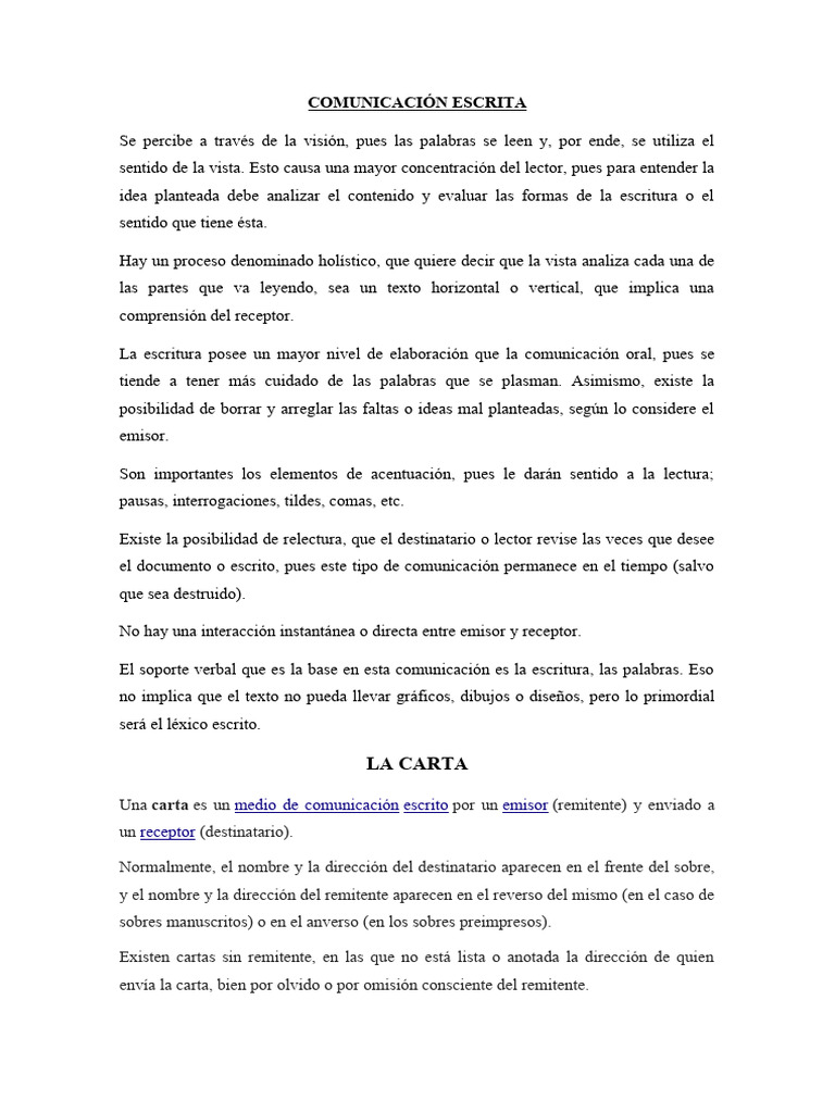 Comunicación enfocada en la escritura de una carta | PDF | Comunicación ...
