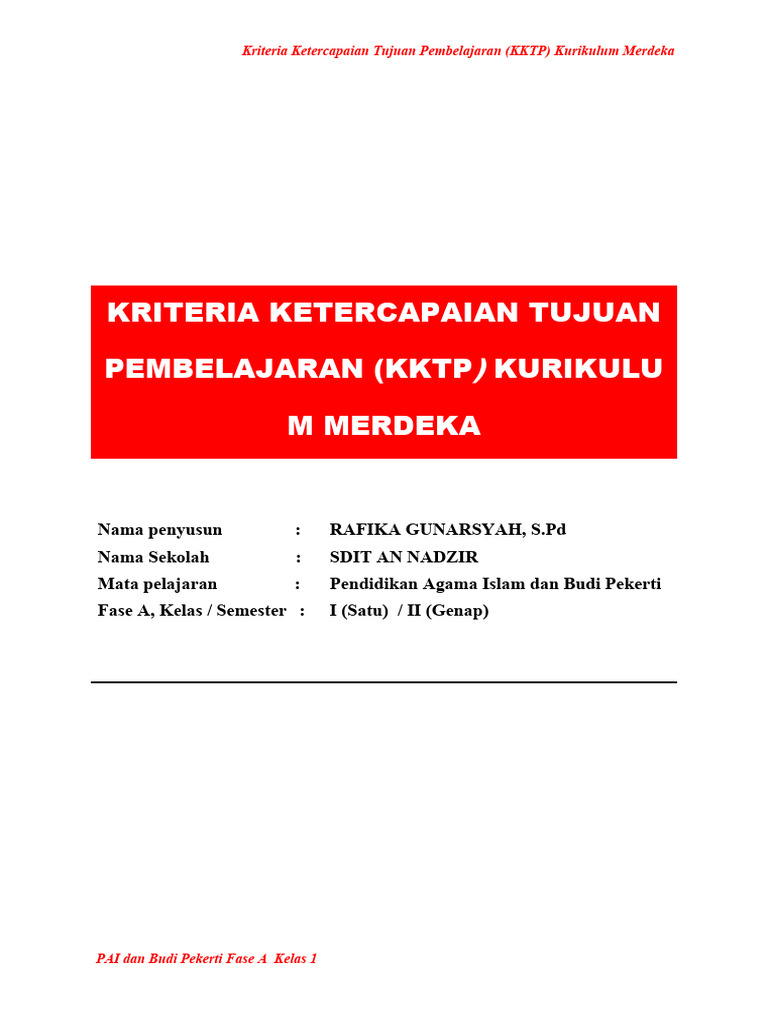 KKTP Kurikulum Merdeka | PDF