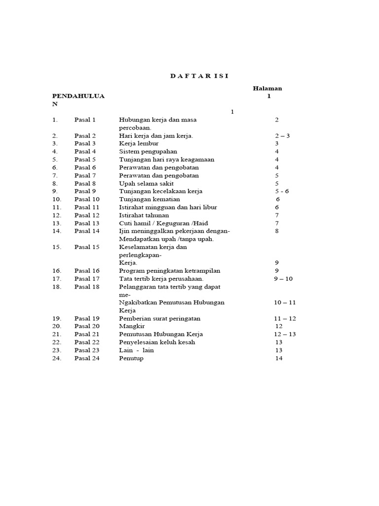 Contoh Draft Peraturan Perusahaan | PDF