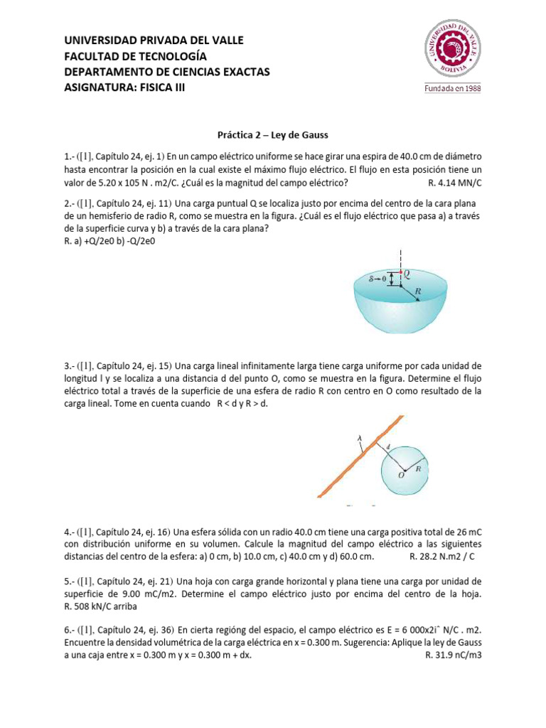 Practica 2. - Ley de Gauss | Descargar gratis PDF | Esfera | Campo eléctrico