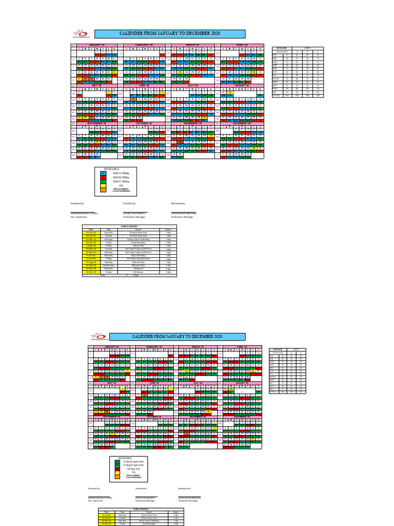 Calendar Shift Year 2020 | PDF | Observances | Traditions