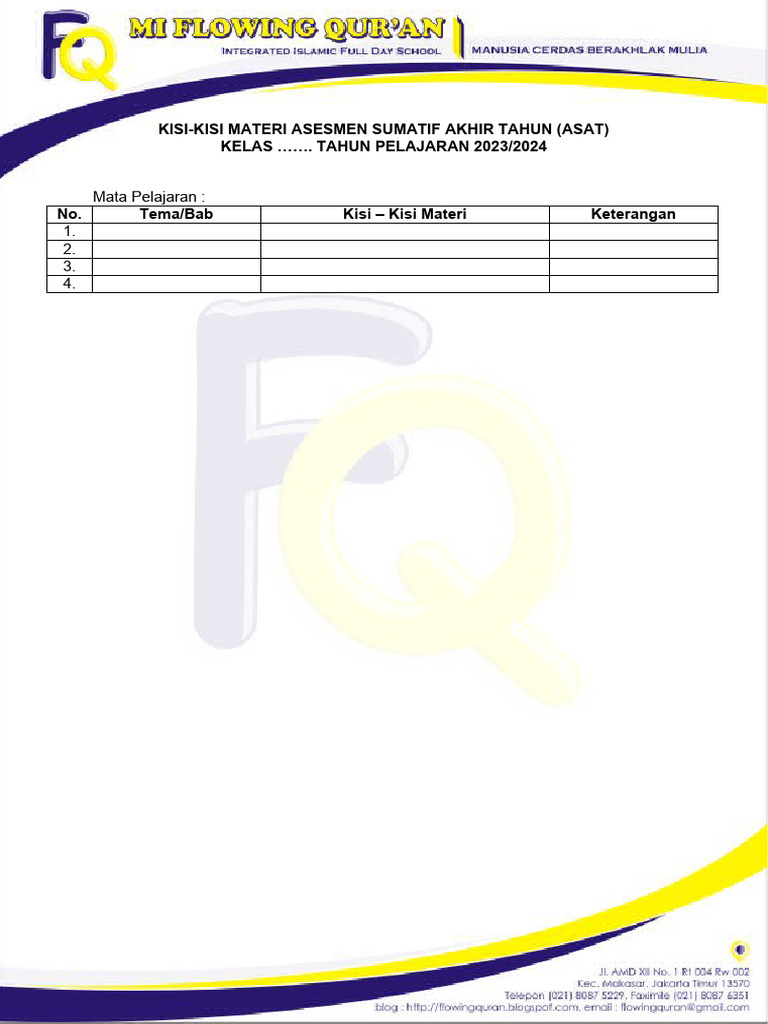 Kisi-Kisi ASAT 2023/2024 | PDF | Seni & Disiplin Bahasa