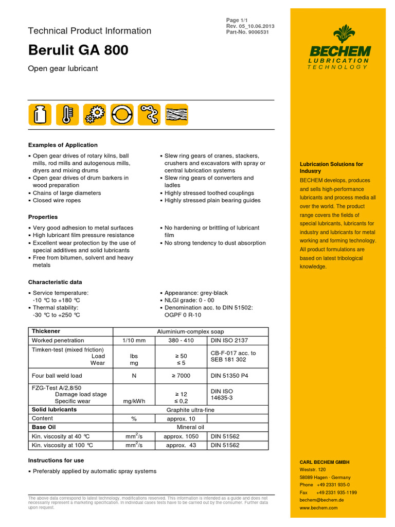 Berulit GA 800 | PDF | Lubricant | Gear