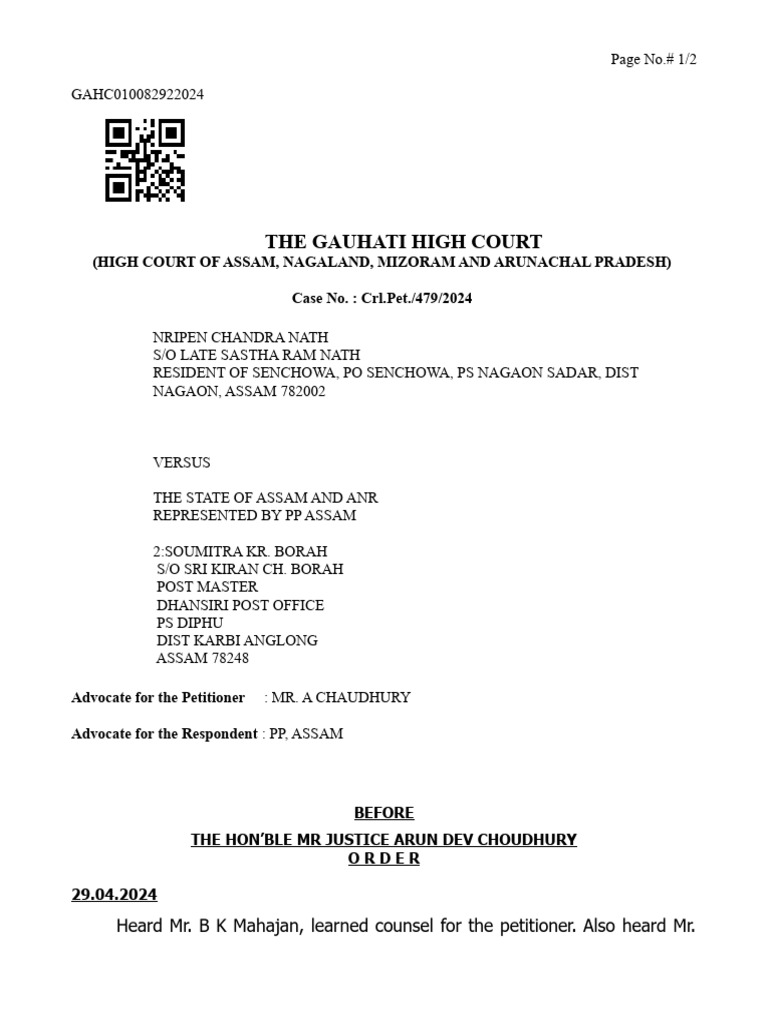 Nripen Chandra Nath Vs State of Assam and Anr On 29 Apr 2024 | PDF ...