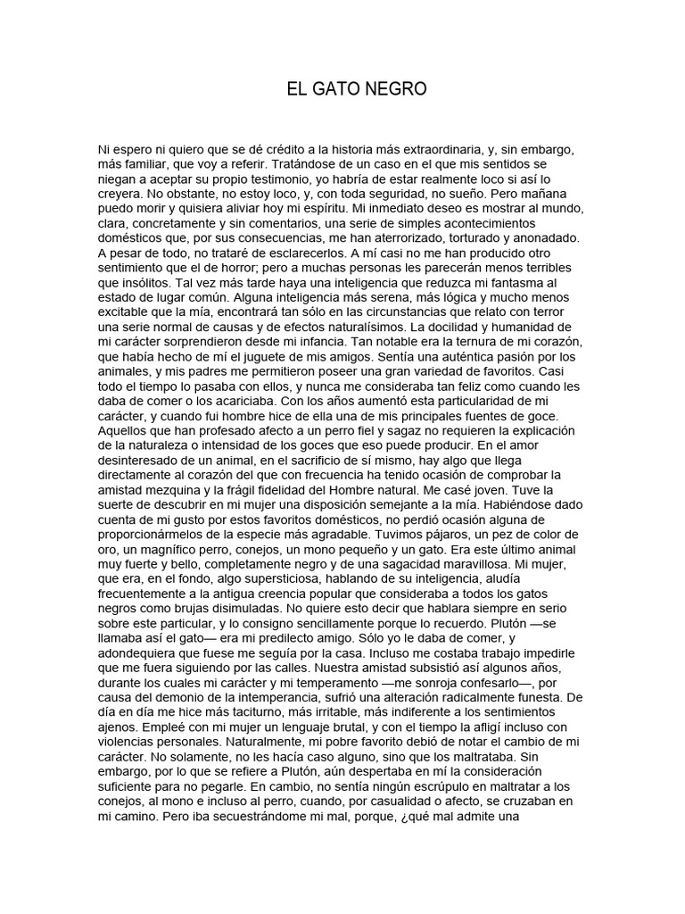 El Gato Negro | PDF | Gatos | Mal
