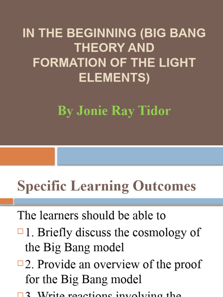 Big Bang Theory and The Formation of The Light Elements | PDF | Big Bang | Universe