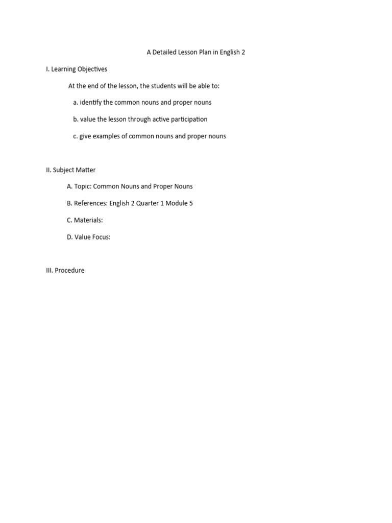 Lesson Plan: Common and Proper Nouns | PDF | Noun | English Language