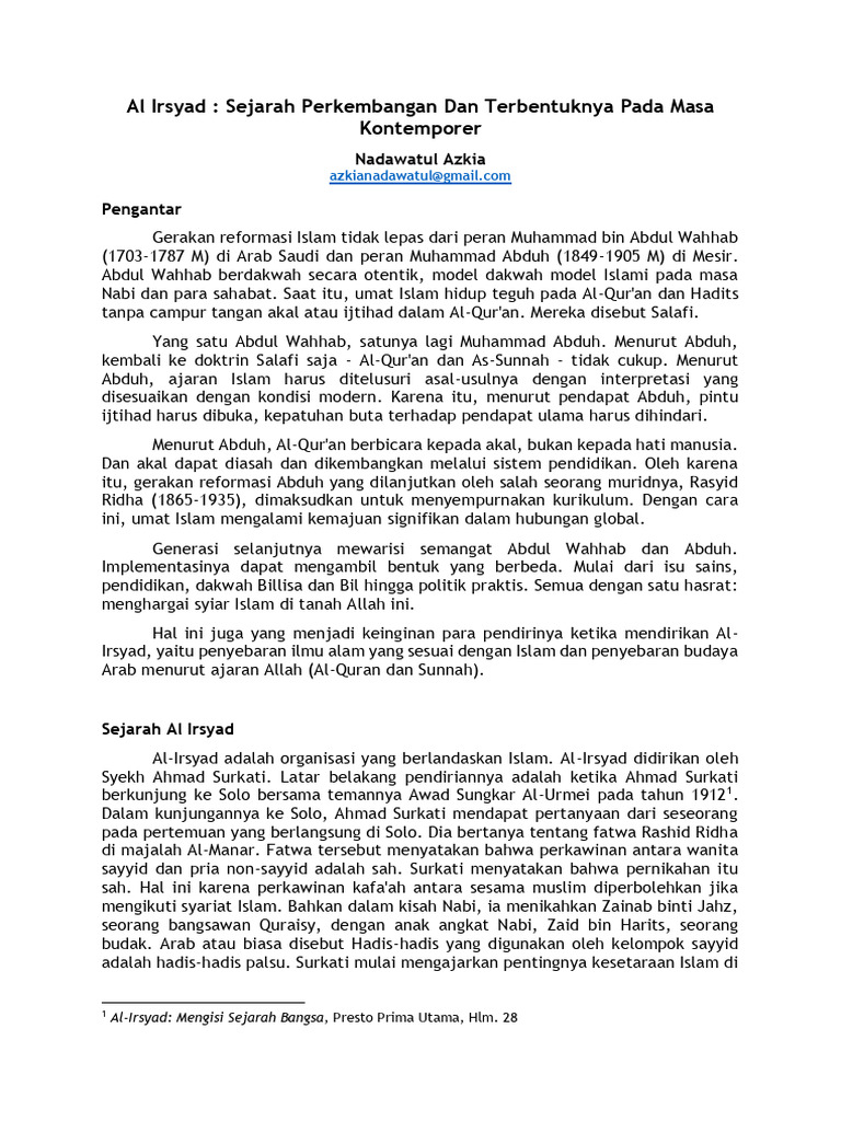 Sejarah dan Perkembangan Al-Irsyad | PDF