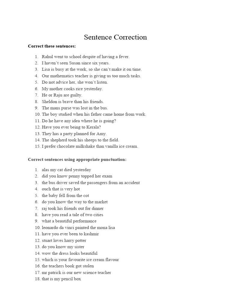 Sentence Correction | PDF