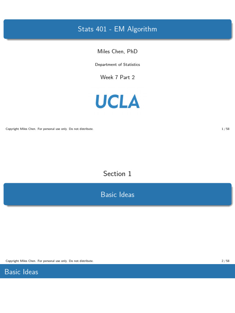 401 Week7 Part 2 EM Algorithm | PDF | Normal Distribution | Probability ...