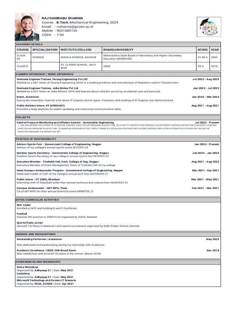 Resume Raj Sharma | Download Free PDF | Engineering