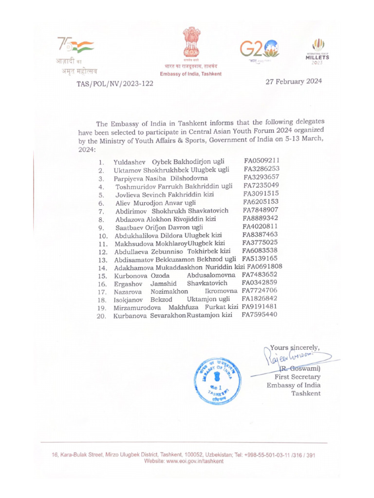 Official Letter Pdf