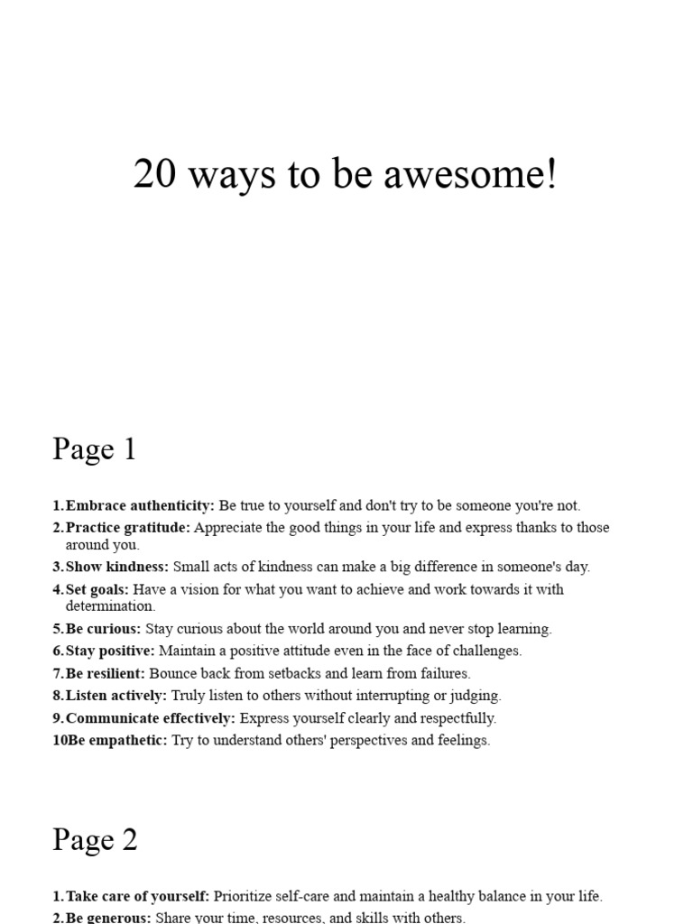 20 Ways To Be Awesome! | PDF | Career & Growth | Lifestyle