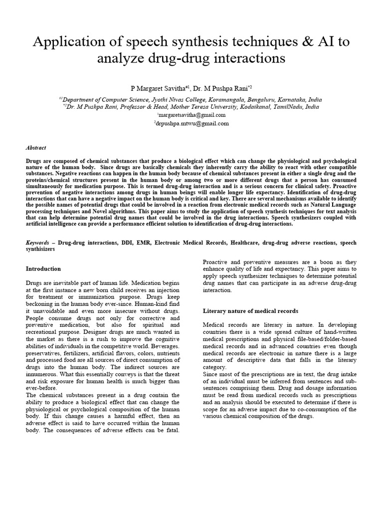 Application of Speech Synthesis Techniques To Identify DDI | PDF | Speech Synthesis | Electronic ...