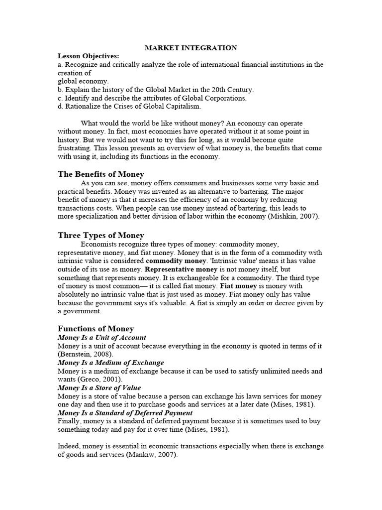 Market Integration | PDF | Money | International Monetary Fund Market Integration | PDF | Money | International Monetary Fund