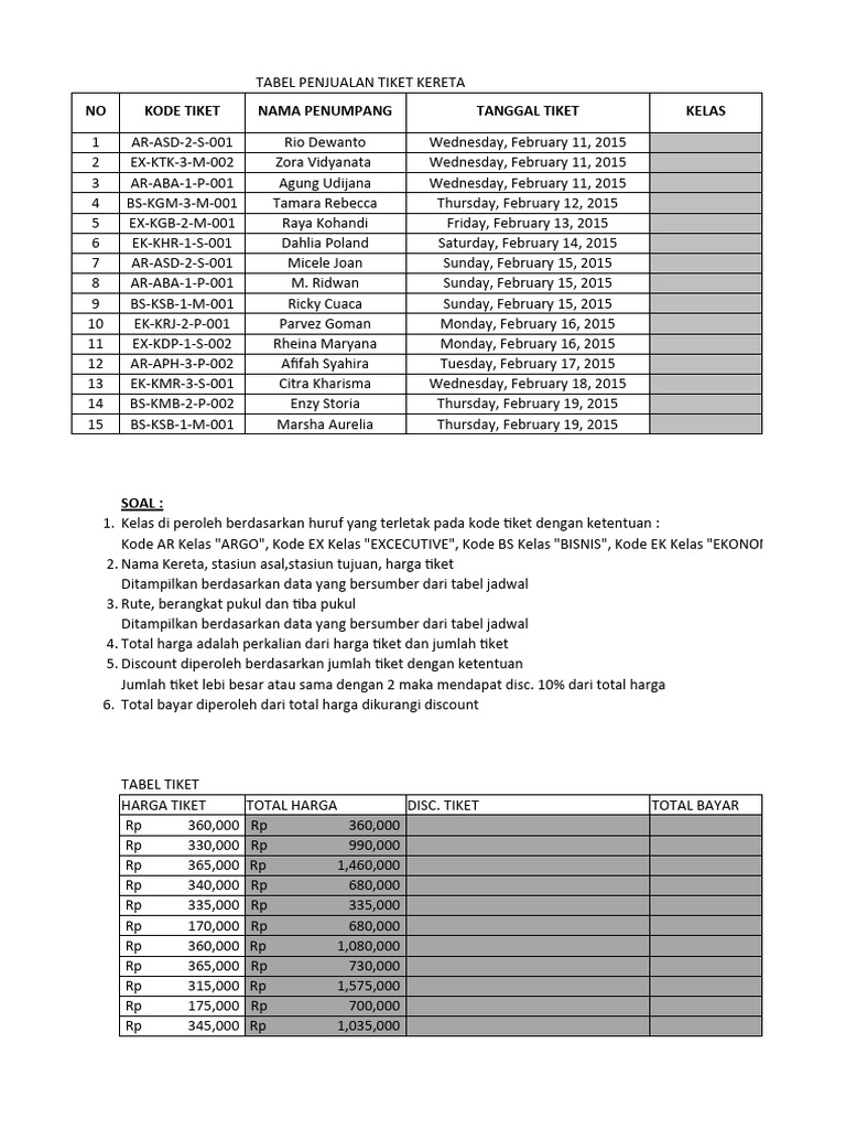 Latihan Soal Excel 9 (Kosong) | PDF