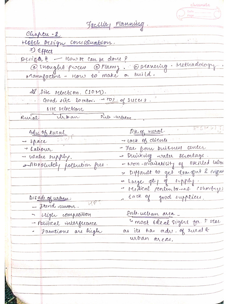Facility Planning Notes | PDF