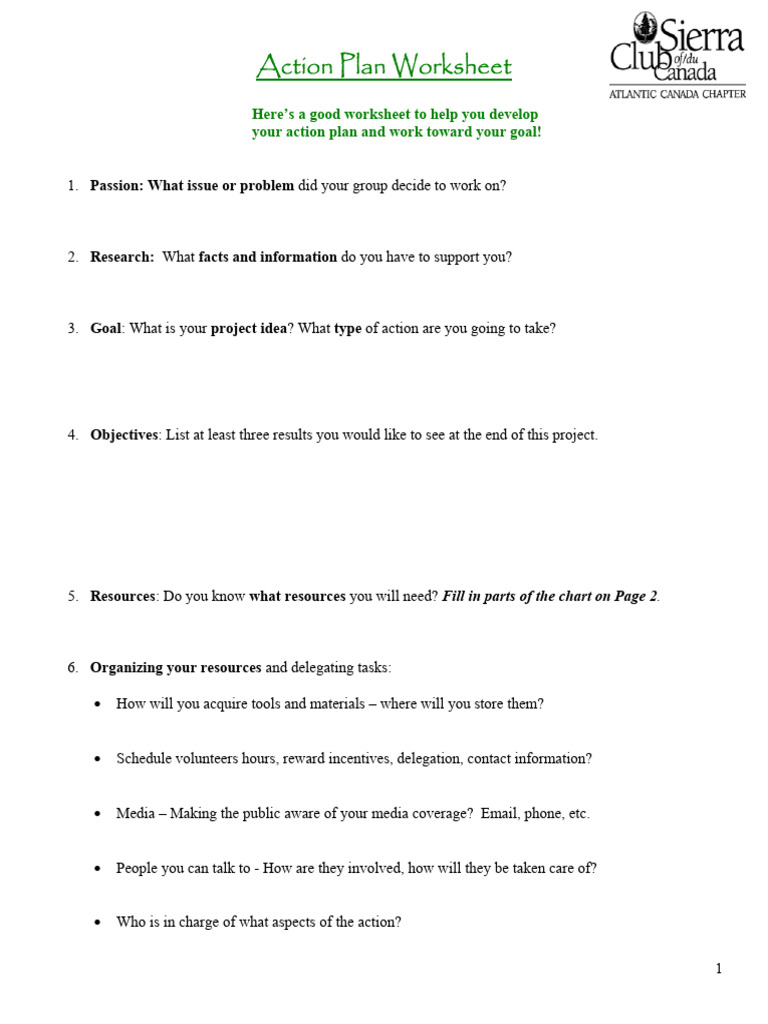 Action Plan Worksheet | Download Free PDF | Advertising | Human ...
