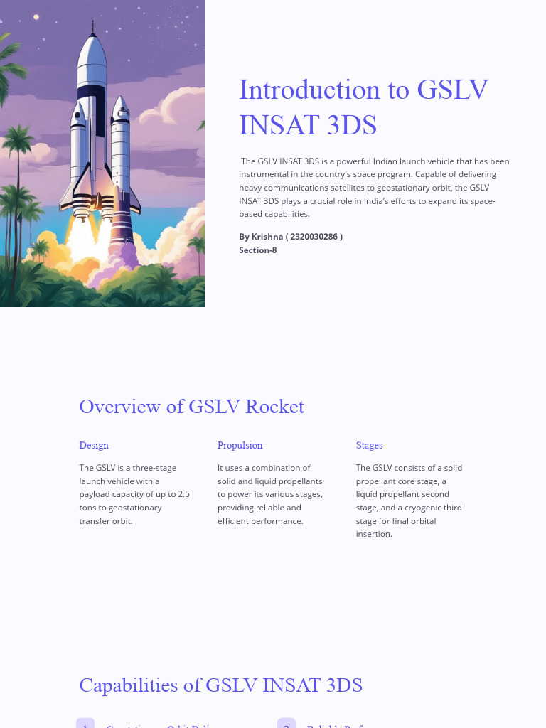 Introduction To GSLV INSAT 3DS | PDF | Satellite | Outer Space