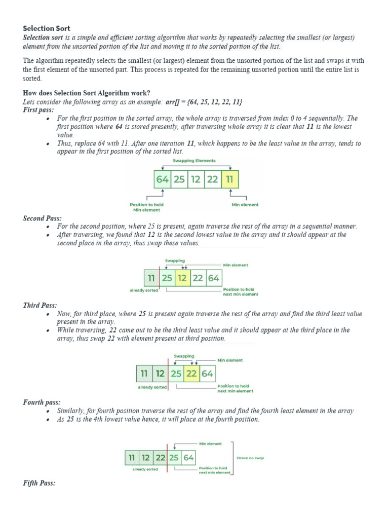 Selection Sort Algorithm Download Free Pdf Computer Programming Algorithms And Data Structures
