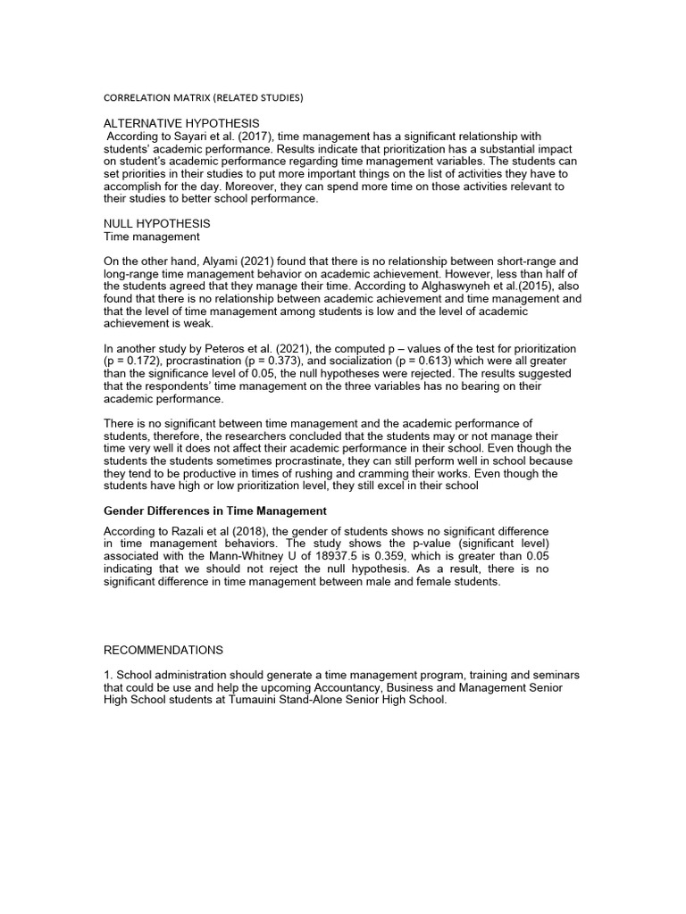Correlation Matrix | PDF | Time Management | Professional Skills