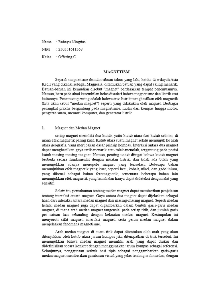 Dasar Magnetisme dan Aplikasinya | PDF