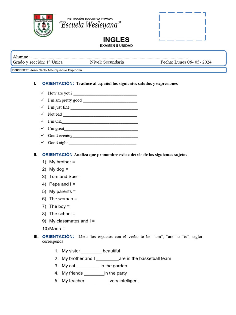 Examen de II Unidad | PDF