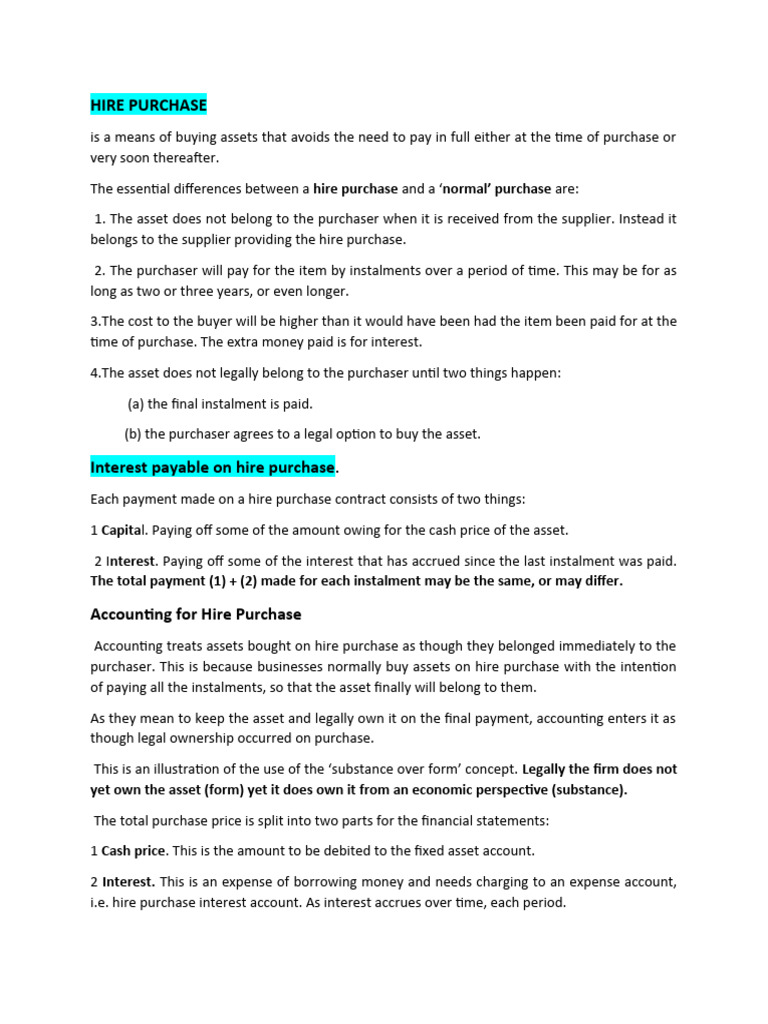 Class 3 - Hire Purchase | Download Free PDF | Lease | Depreciation Class 3 - Hire Purchase | Download Free PDF | Lease | Depreciation