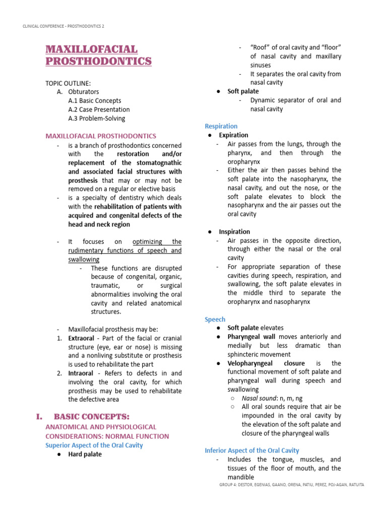 GROUP 4 - Maxillofacial Prosthodontics | PDF | Dentures | Prosthodontics