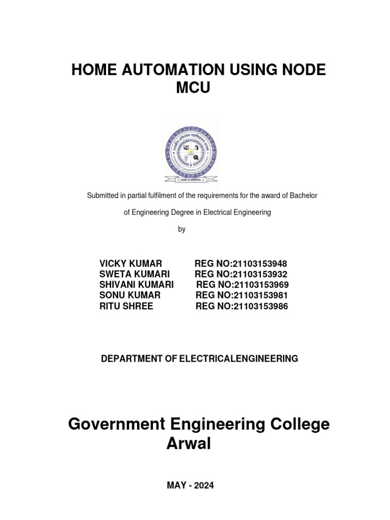 Project Report Btech | PDF | Relay | Home Automation