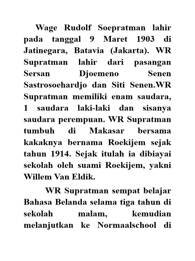 Biografi W.R Supratman | PDF | Klasik
