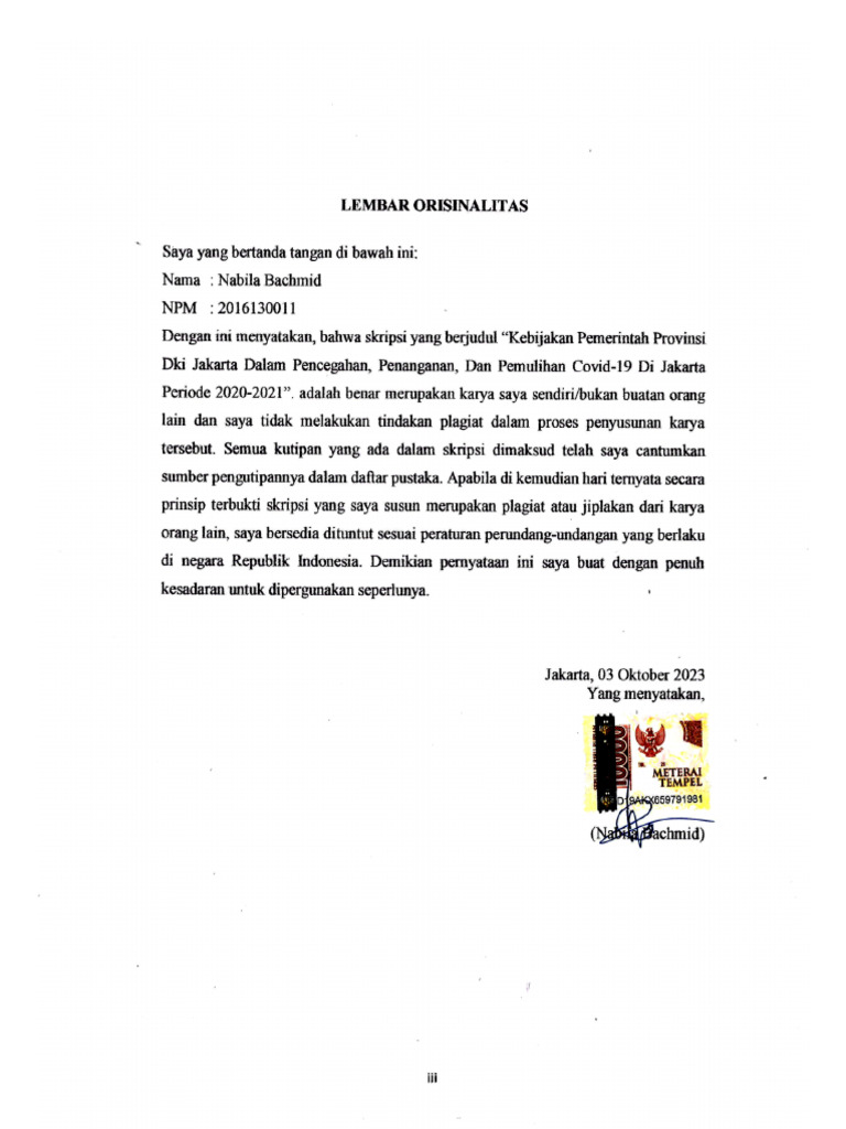 03 Pernyataan Orisinalitas | PDF