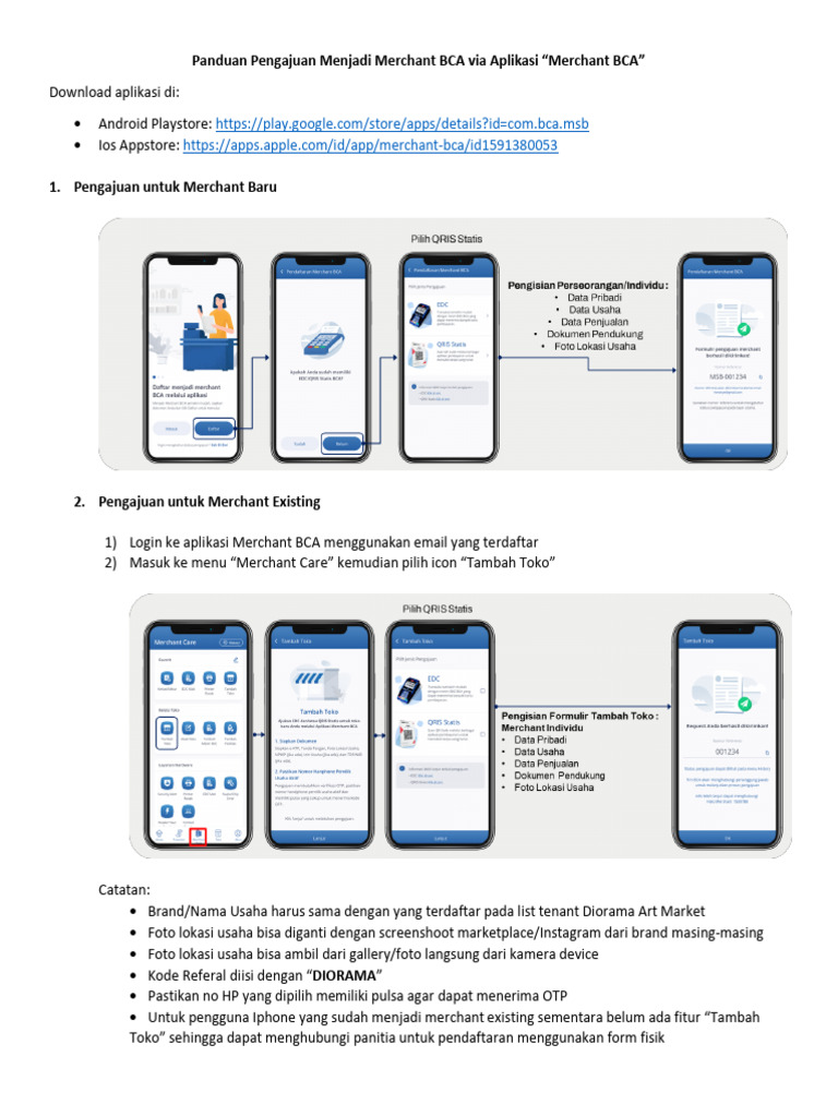 Panduan Pengajuan Menjadi Merchant BCA Via Aplikasi | PDF