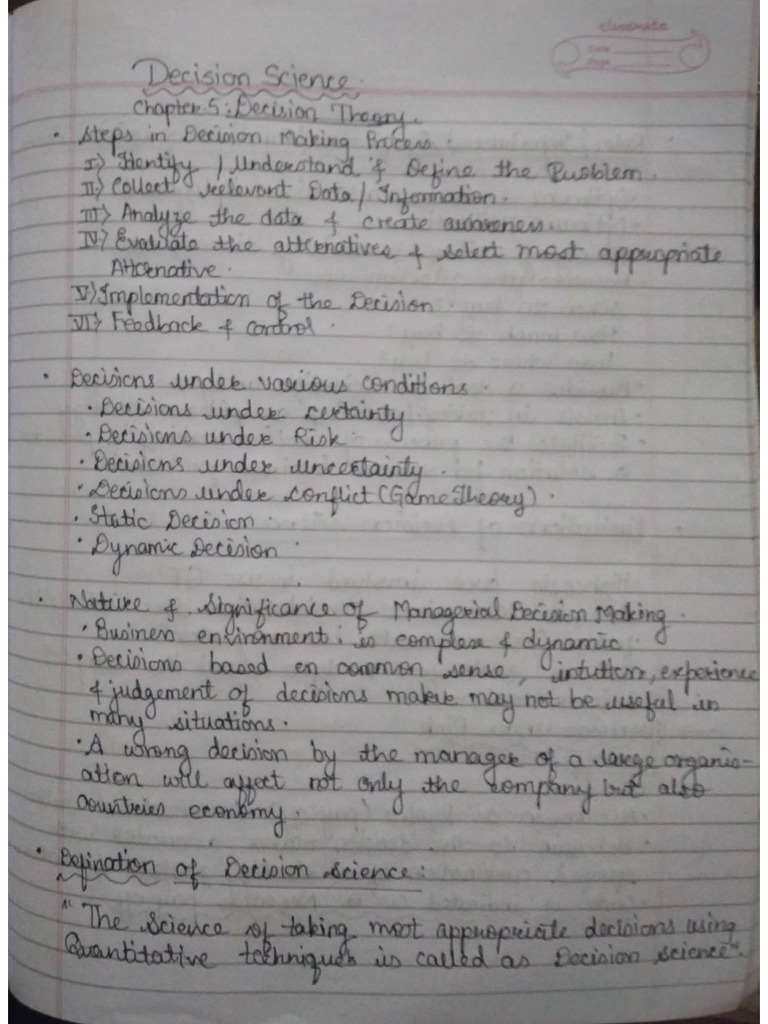 Decision Science Notes PDF Uptill 19-12-2022 | PDF