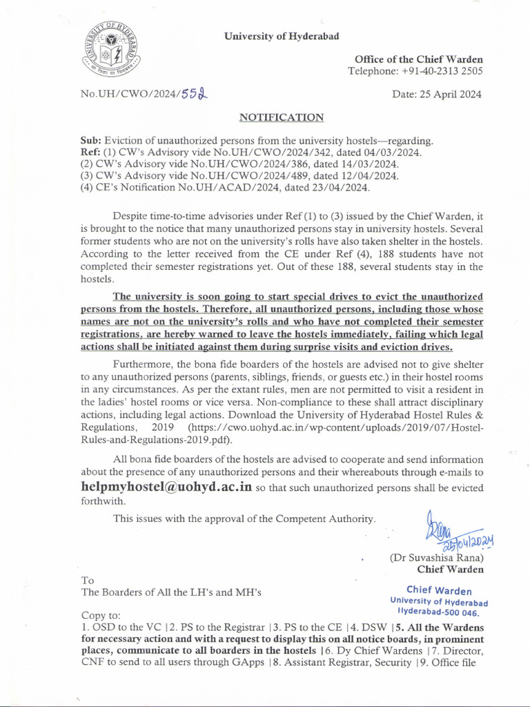 CW Notification 552 Eviction of Unauthorized Persons | PDF