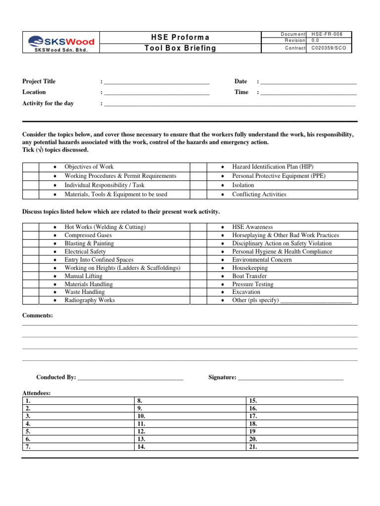 HSE-Tool Box Briefing | PDF | Safety | Occupational Safety And Health