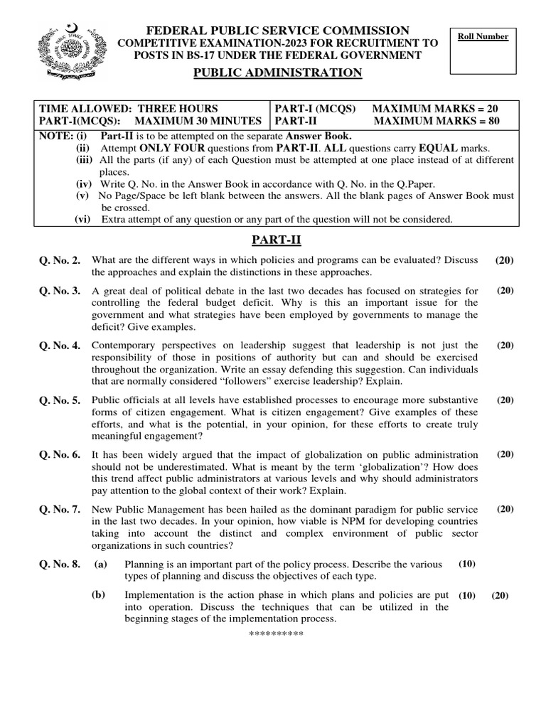 CSS Public Administration Past Papers 2000 2023 | PDF | Bureaucracy ...
