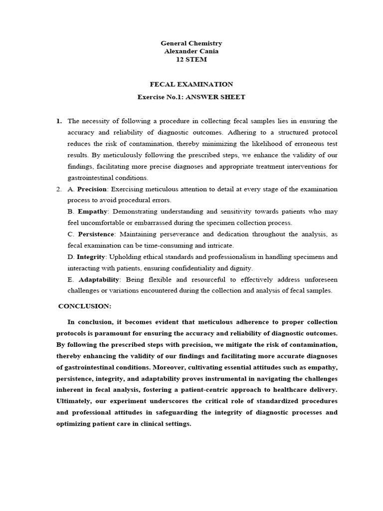 General-Chemistry-FECAL-EXPERIMENTS-EX1-3 | PDF | Cytopathology | Staining
