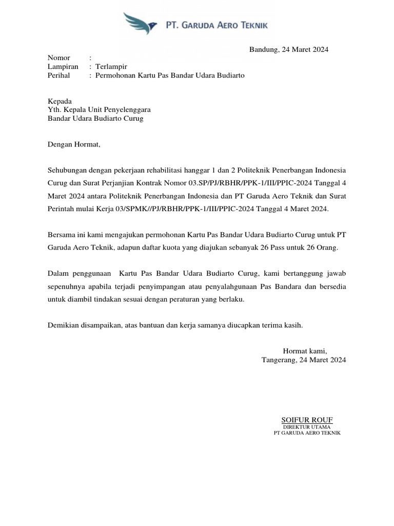 Surat Permohonan Pass | PDF