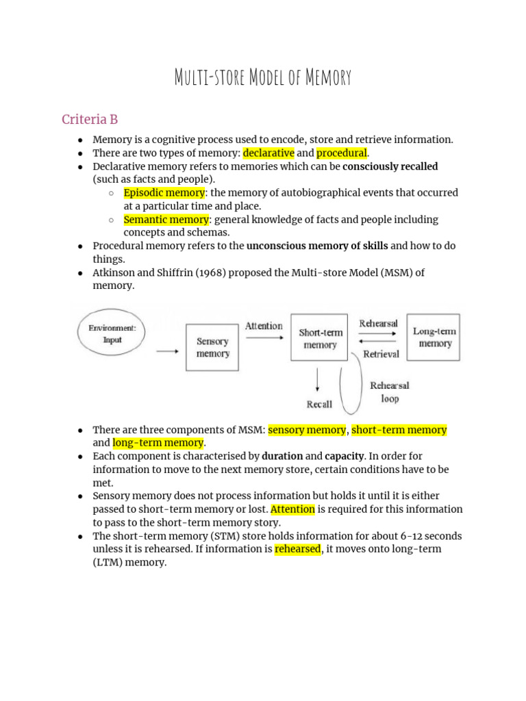 msm-note-taking | PDF | Memory | Neuroscience