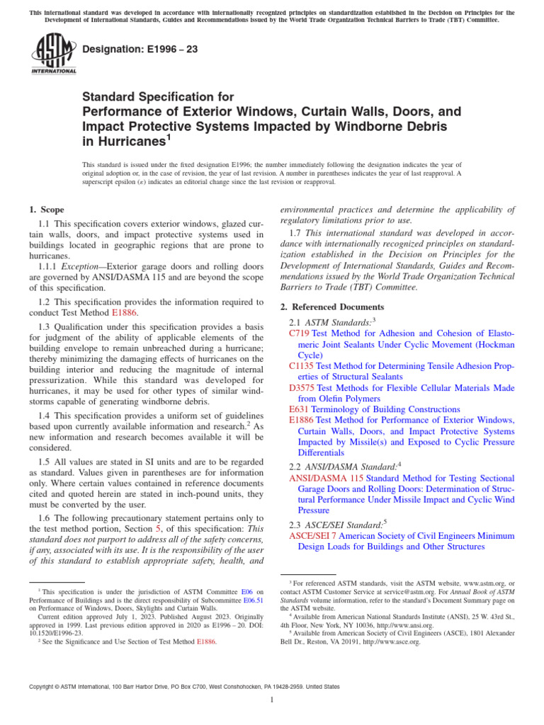 E1996-23 | PDF | Window | Building Engineering