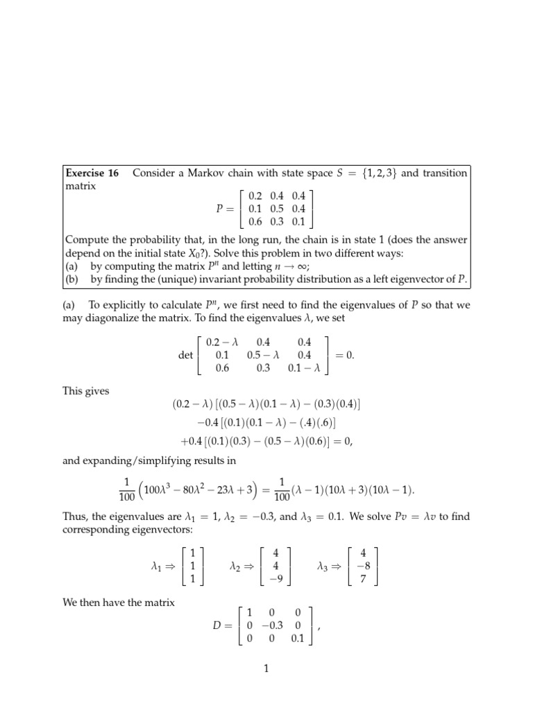 Pset4_solutions | PDF | Eigenvalues And Eigenvectors | Markov Chain