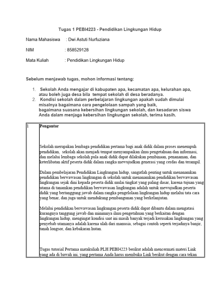 Tugas 1 PLH - 858529128 | PDF | Karier & Perkembangan