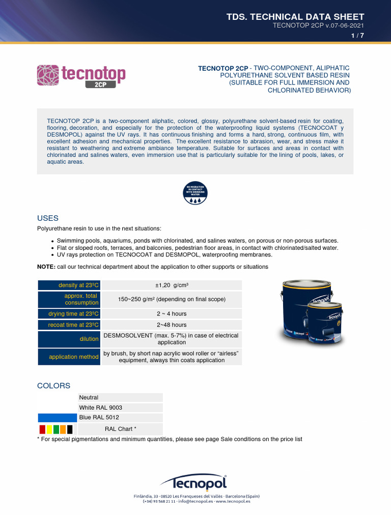 TDS - en - Tecnotop 2CP | Download Free PDF | Concrete | Paint