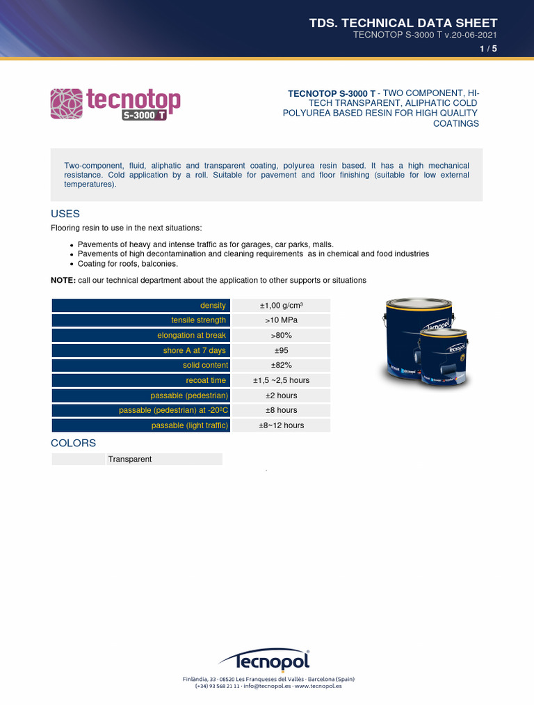 TDS - en - Tecnotop S-3000 T | PDF | Concrete | Implied Warranty