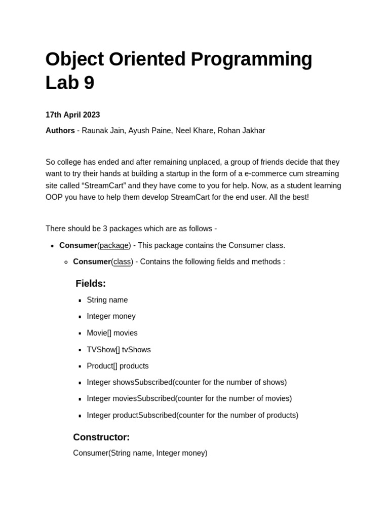 Problem Statement | PDF | Constructor (Object Oriented Programming) | Programming
