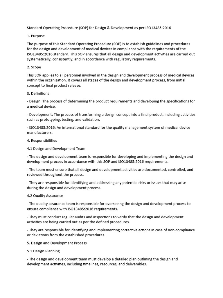 Standard Operating Procedure | PDF | Verification And Validation ...