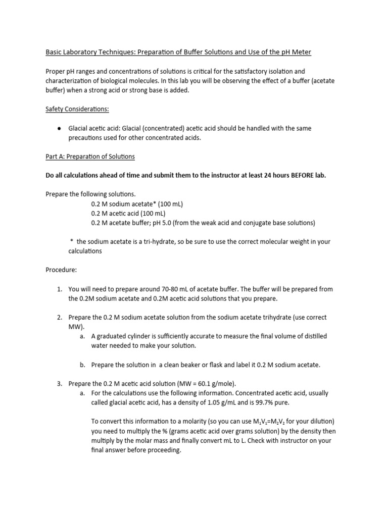 Buffer Lab Protocol | PDF | Buffer Solution | Ph