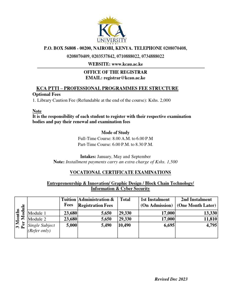 Kcauptti Kasneb Fee Structure 2024 | PDF | Banks | Cheque
